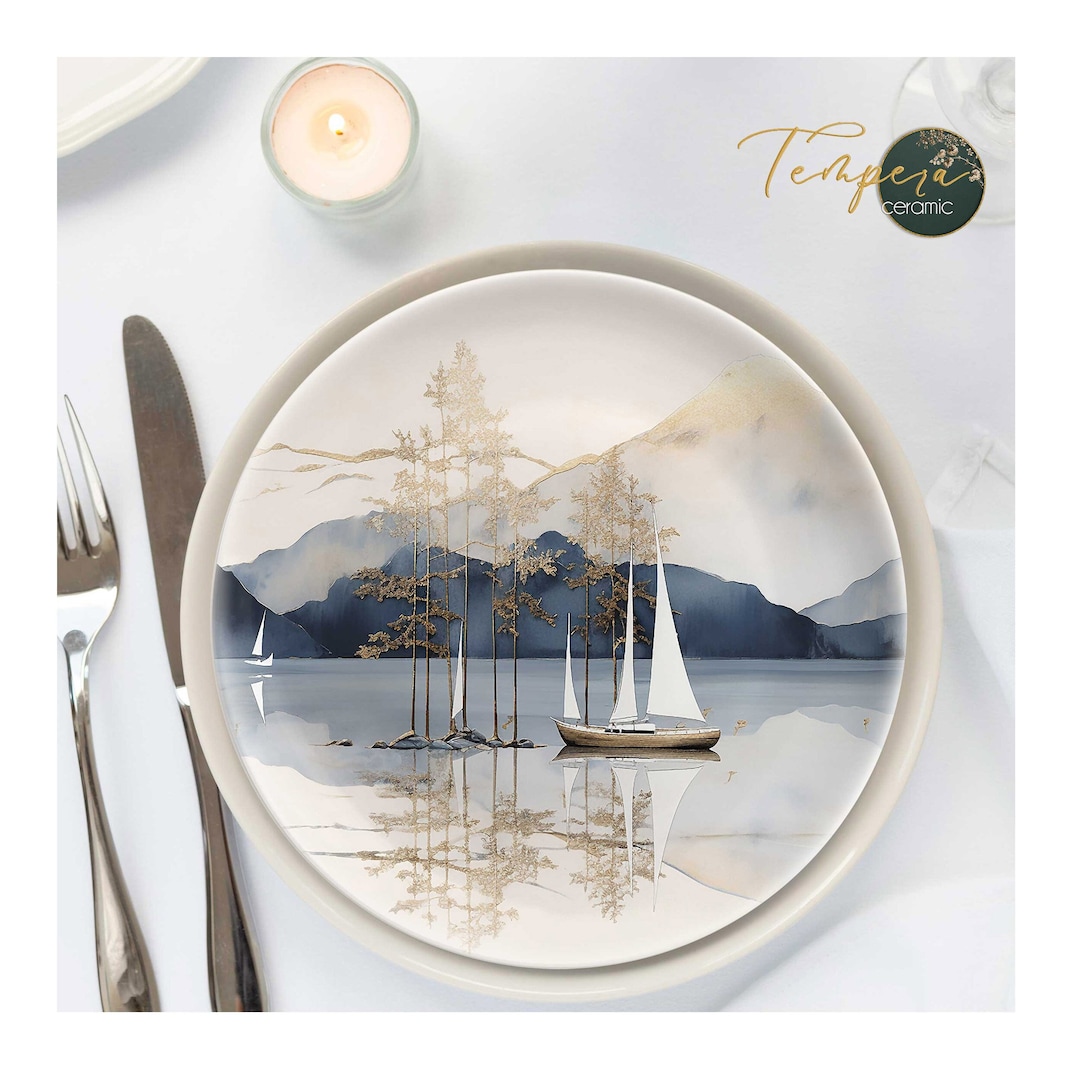 Nautical Scenery Art Plate, Unique Handcrafted Plates, Nautical Theme ...