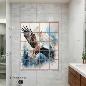 Eagle Tiles Mural for Nook Decoration, Unique Tiles Backsplash With a ...