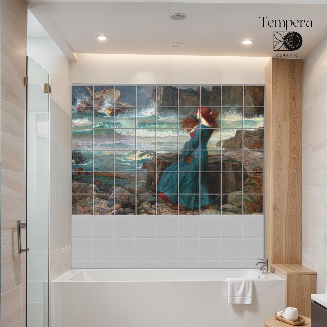 Miranda the Tempest by Waterhouse Tiles Mural - Etsy
