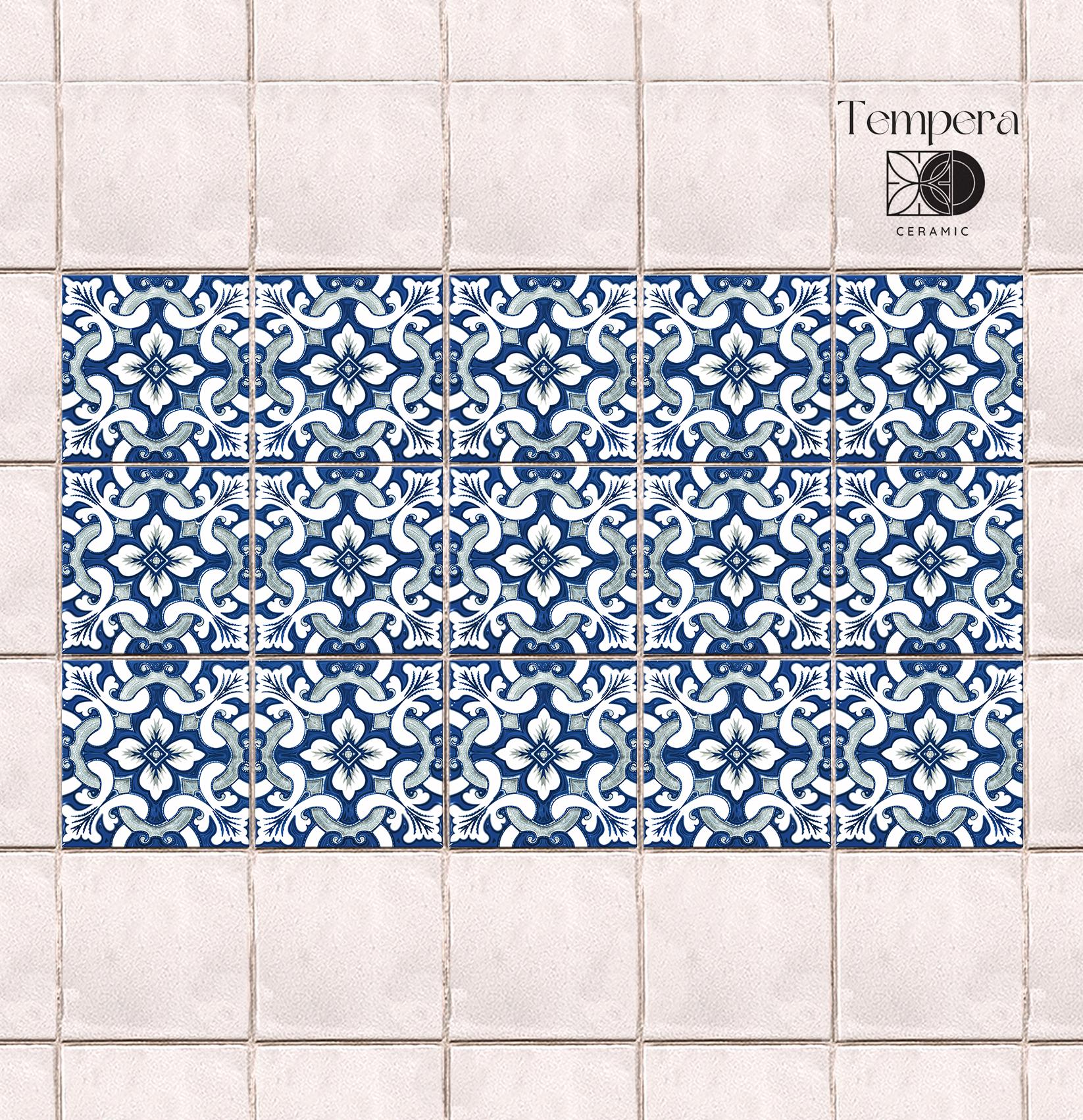Mediterranean Pool Tiles: Blue & White Floral Waterline Tile Set - Etsy