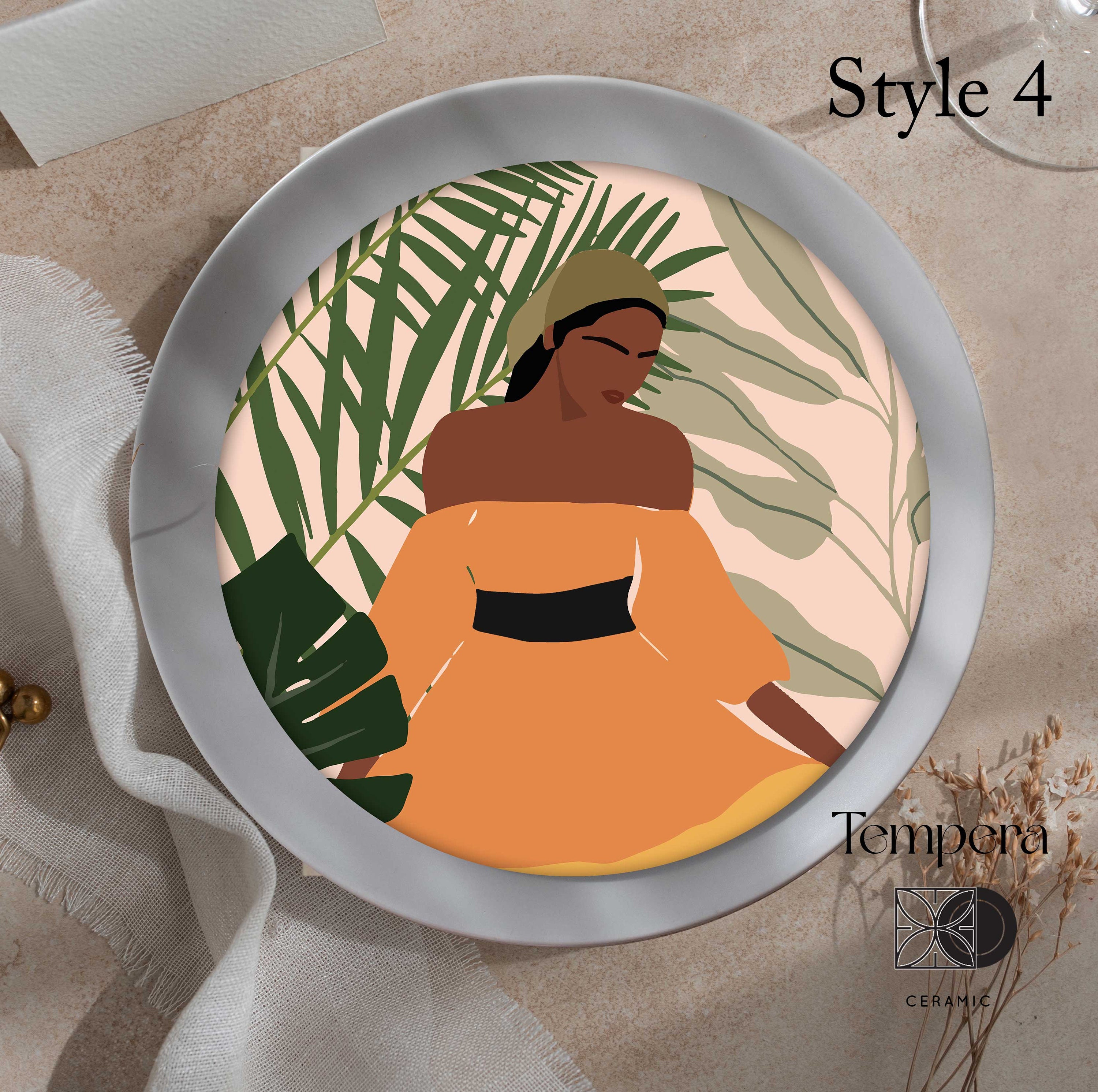 Custom Art Plates, African Woman Plates Set, Personalized Porcelain ...