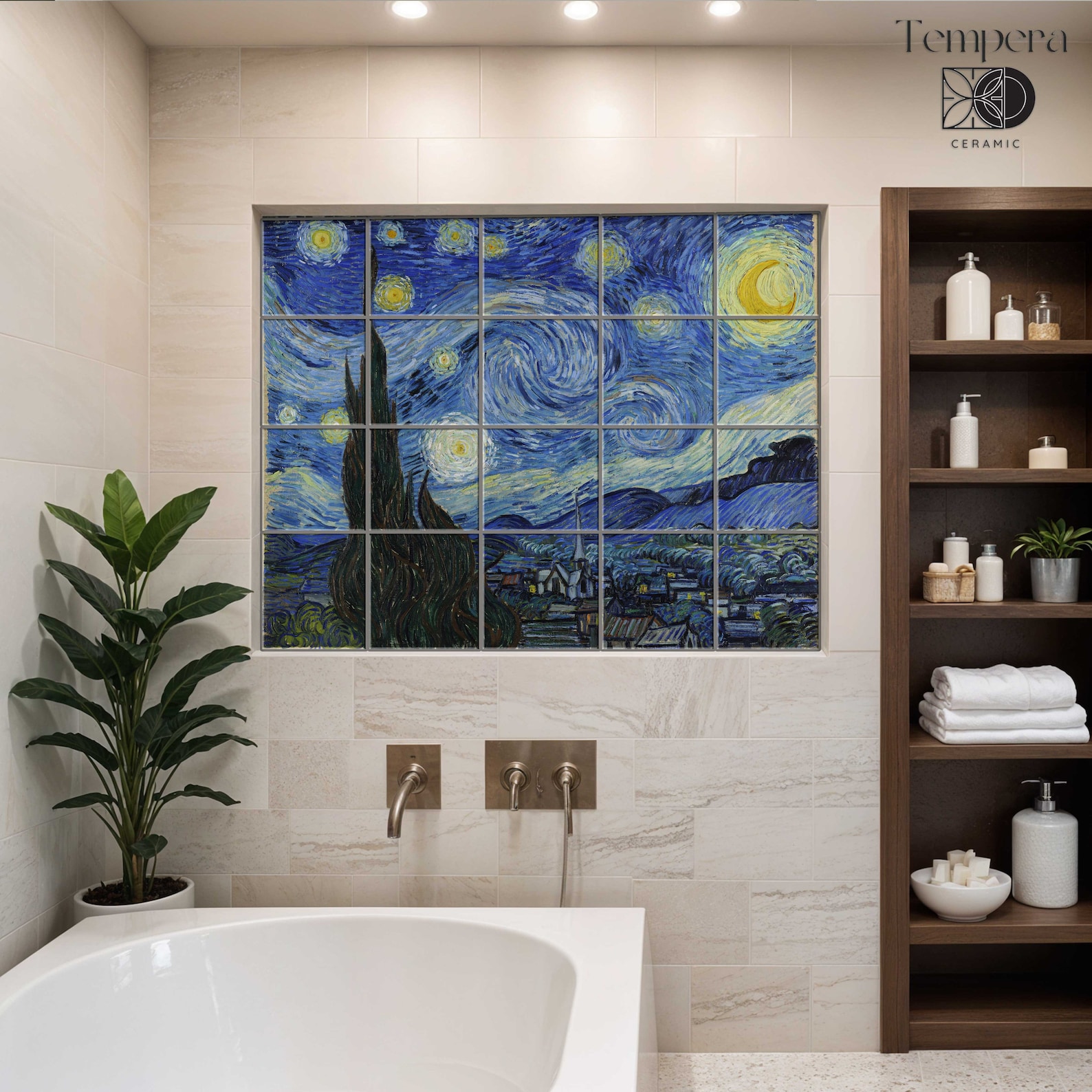 Starry Night Tiles Mural, Van Gogh Bathroom Art Tiles - Etsy