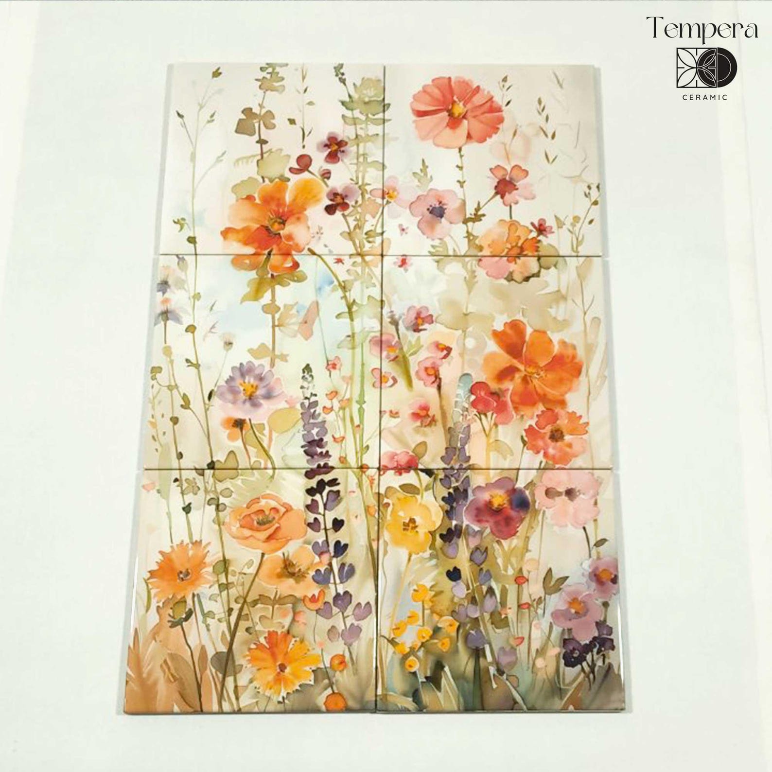 Wildflowers Backsplash Tiles, Field Flowers Ceramic Mural Decor - Etsy