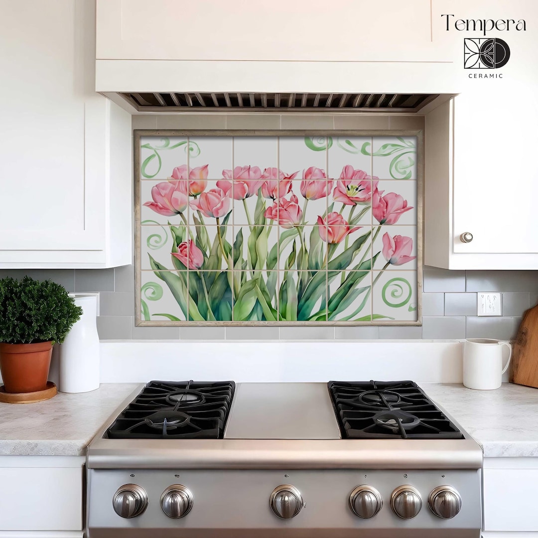 Tulip Tile Decor Backsplash, Kitchen Accent Tiles Mural - Etsy