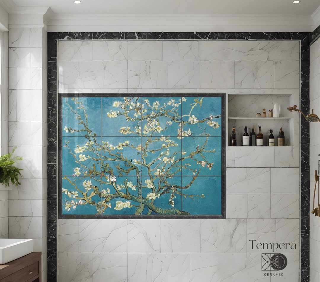 Almond Blossom Tiles Mural, Van Gogh Bathroom Tiles Art - Etsy