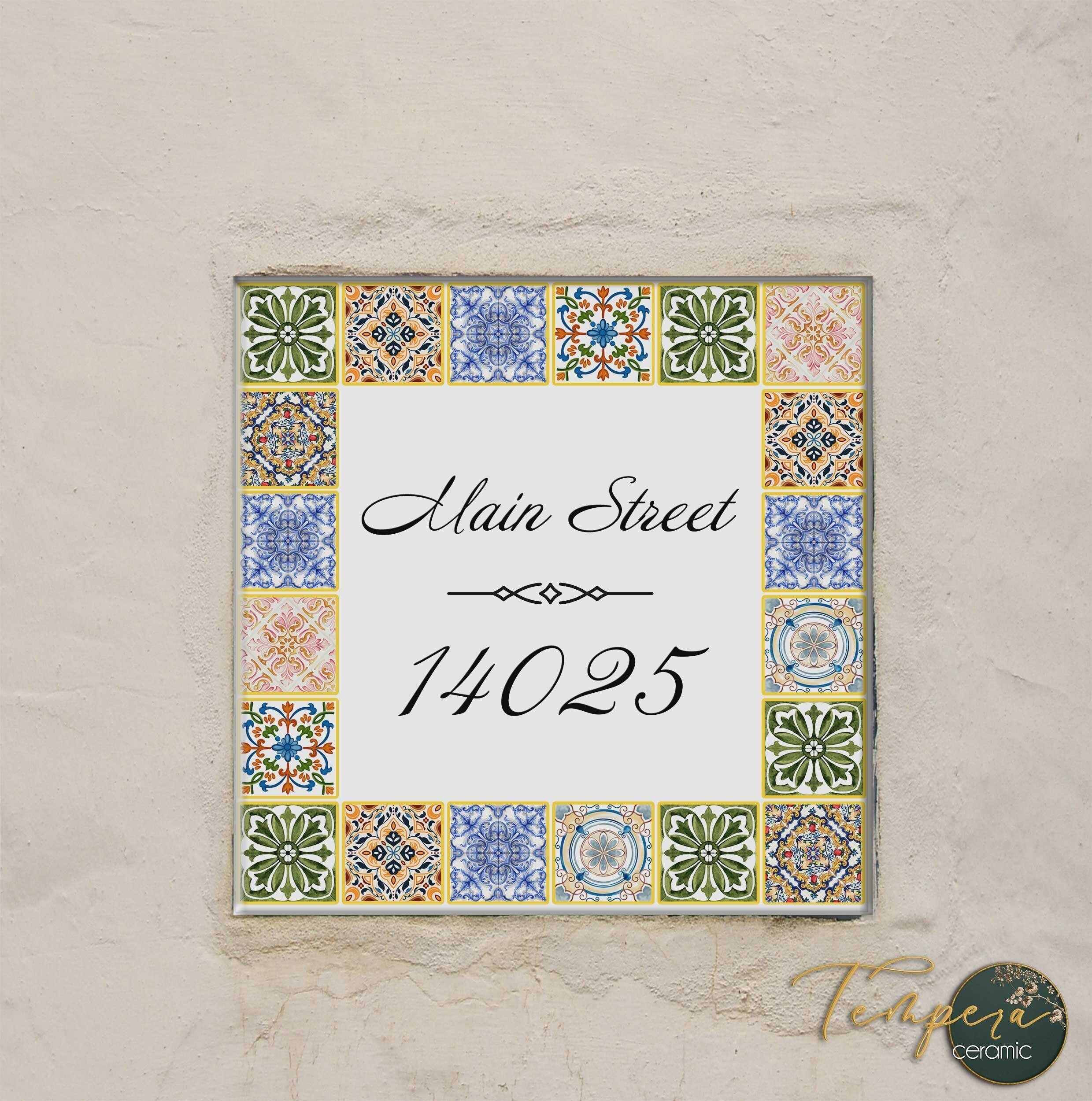 Iberian Style House Address Plaque, Tiled Style Plaque, Custom Ceramic ...