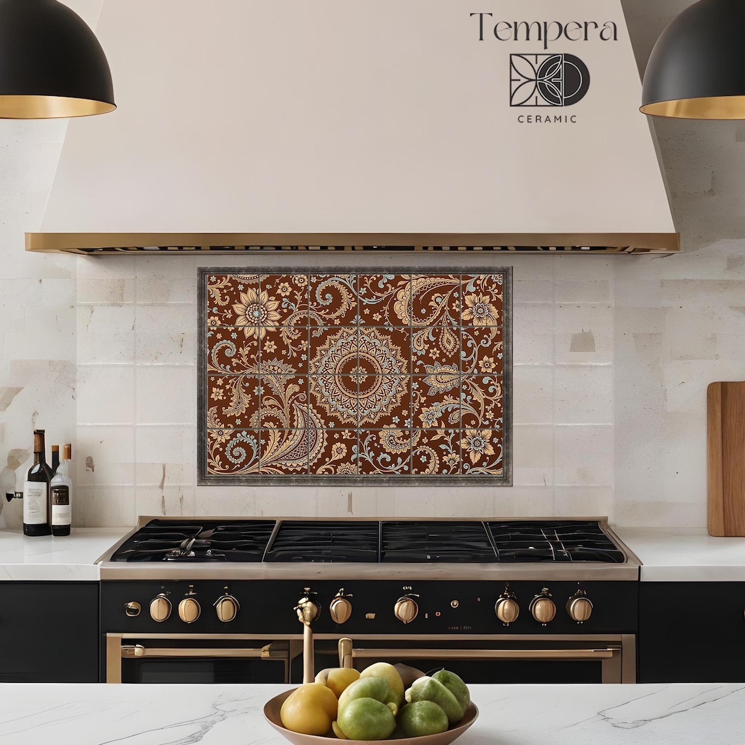 Persian Design Tiles for Kitchen Backsplash, Paisley Pattern Porcelain ...