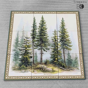 Pine Forest Backsplash Tiles, Pine Trees Ceramic Mural for Kitchen - Etsy