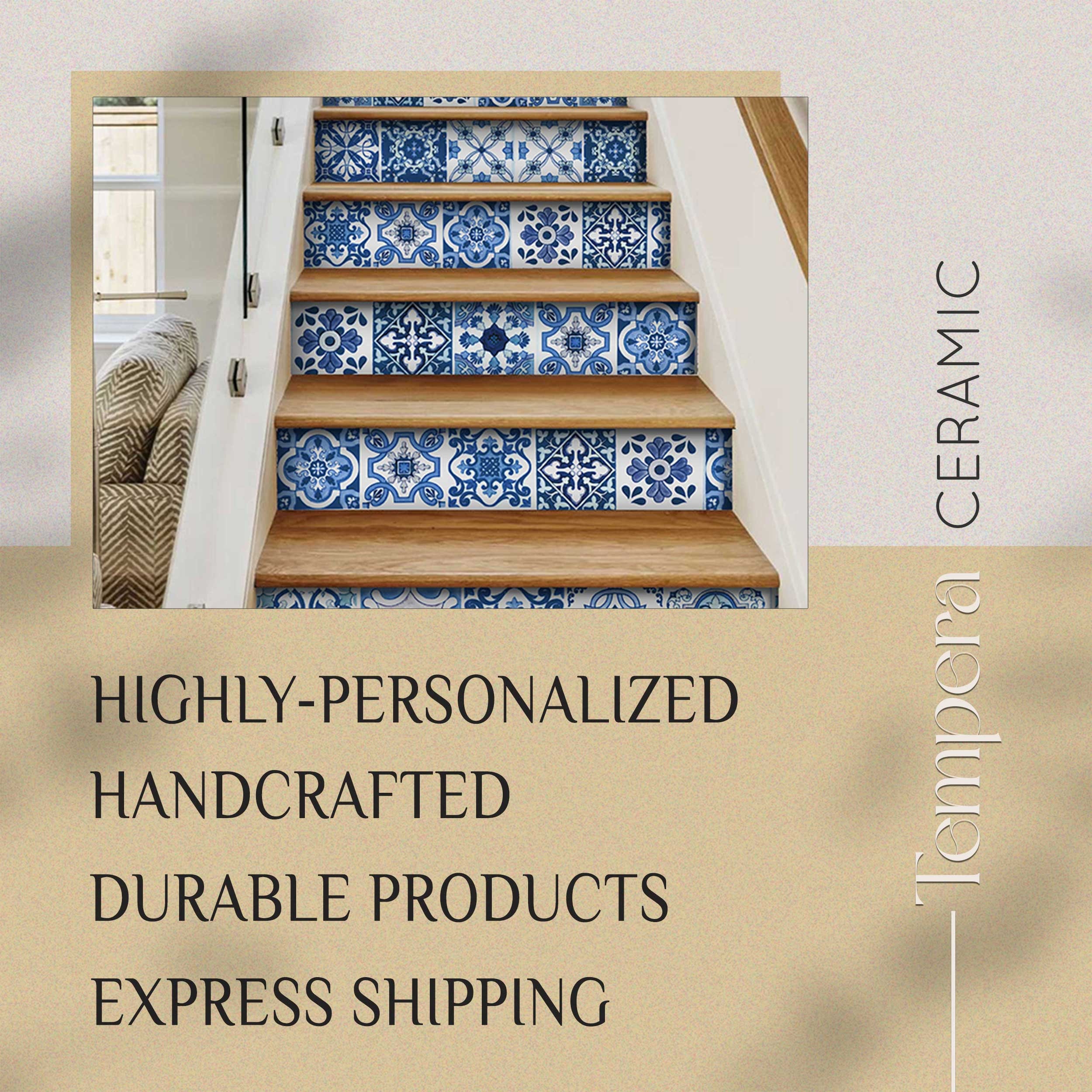 Mediterranean Stair Riser Tiles – Patterned Mosaic Ceramic Staircase ...