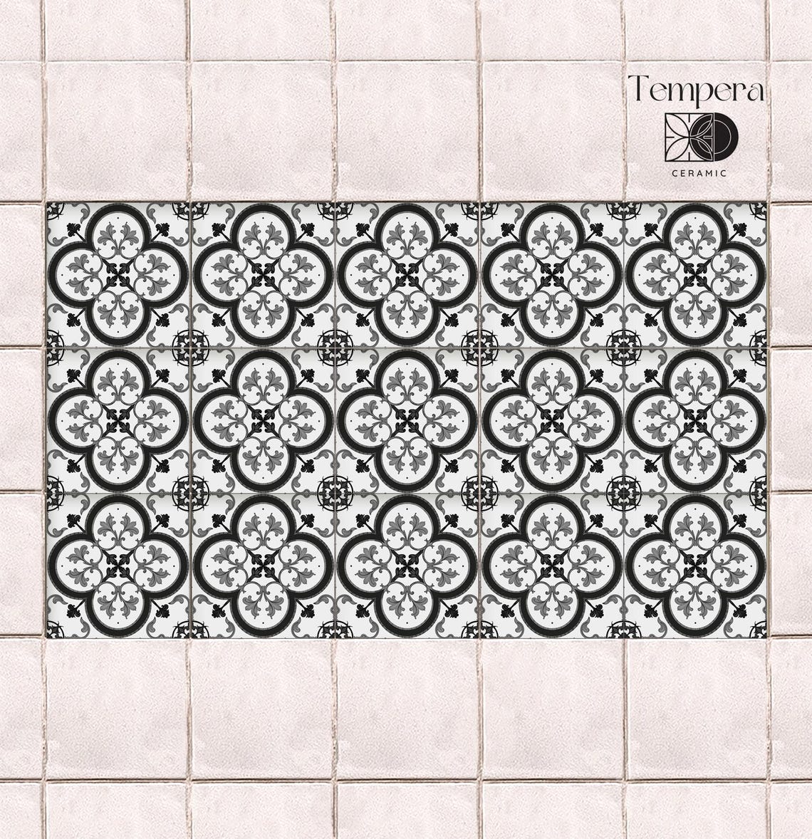 Black & White Clover Pool Tiles: Retro Waterline Accent Tile - Etsy