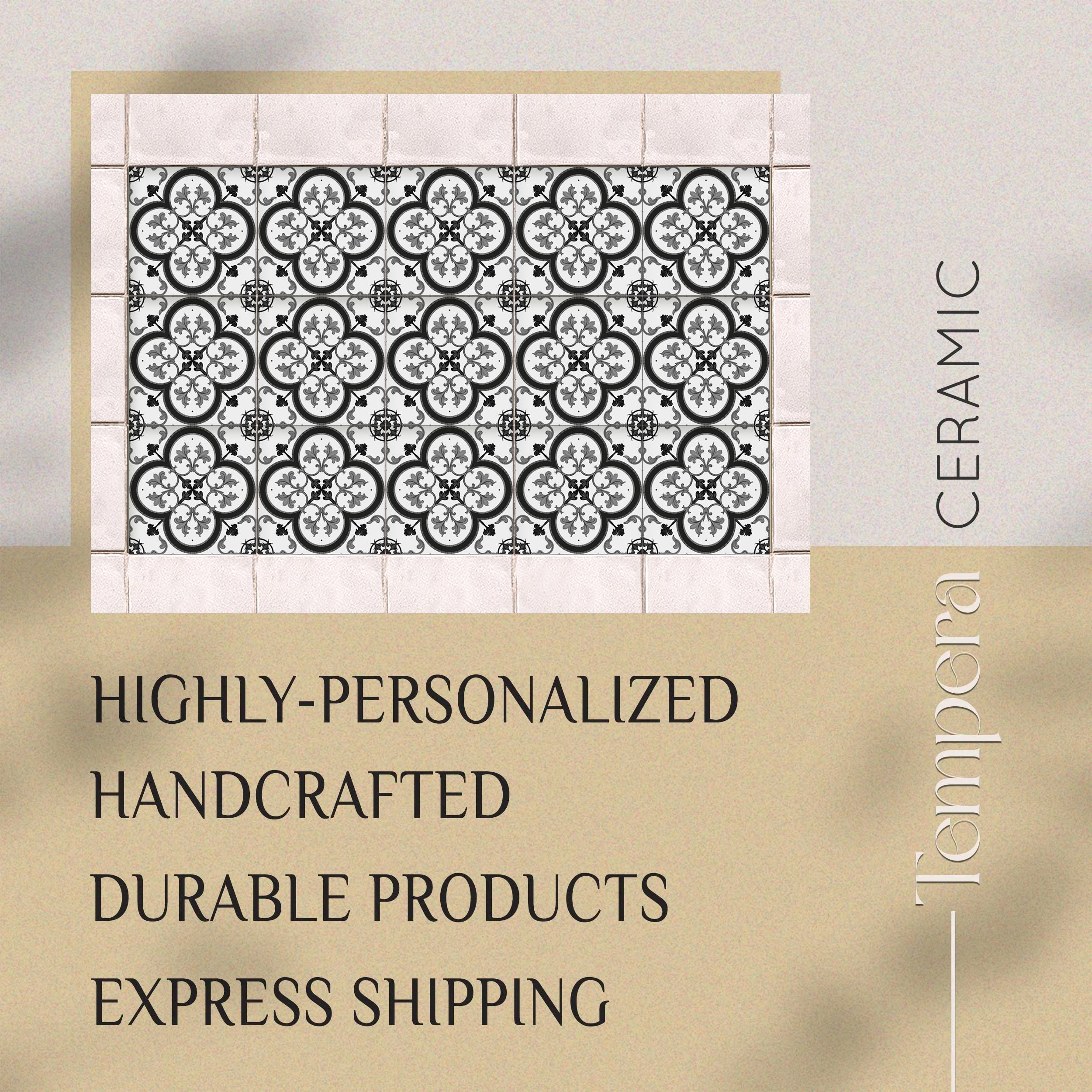 Black & White Clover Pool Tiles: Retro Waterline Accent Tile - Etsy