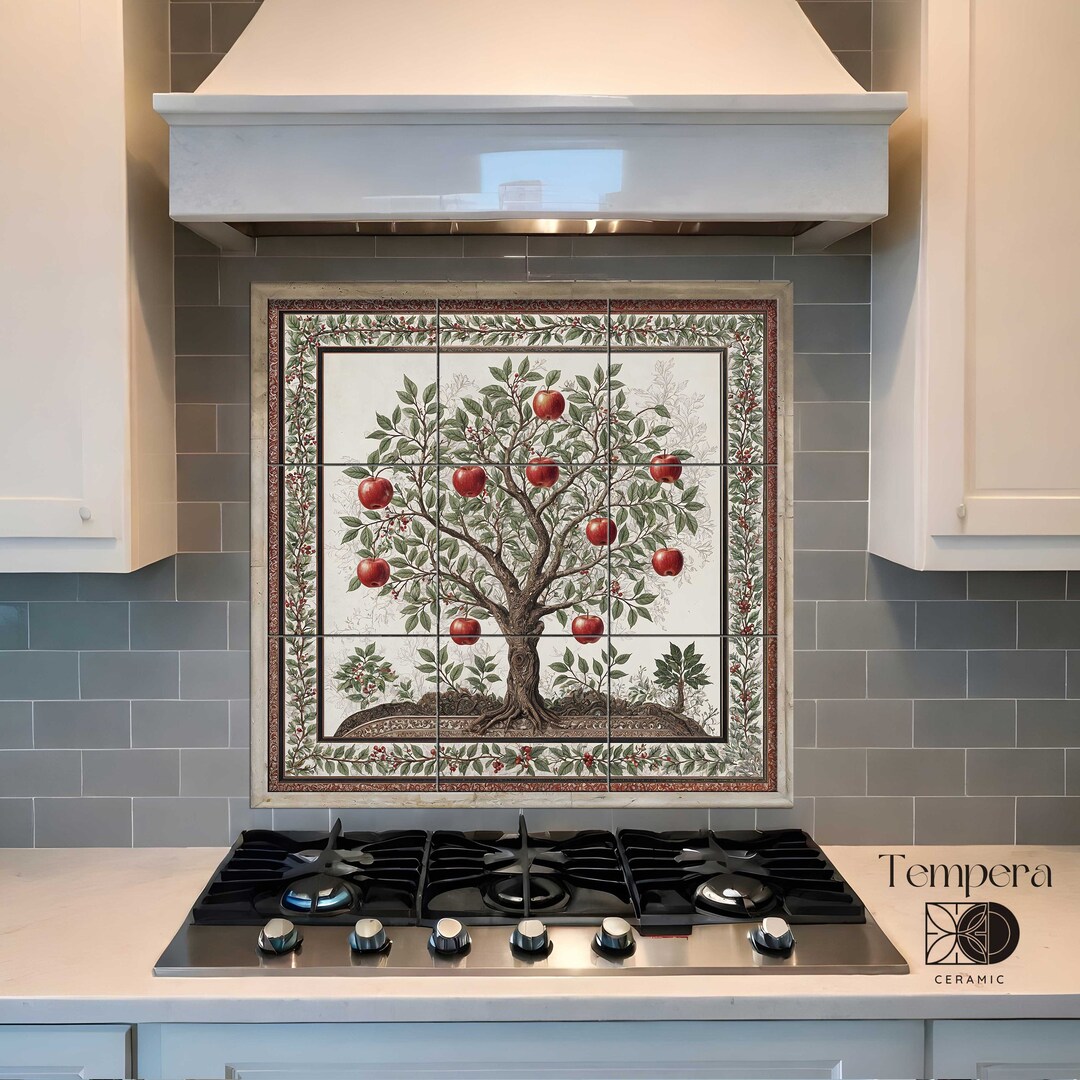 Backsplash Apple Tree Tiles, Rustic Style Apple Tree Tiles Mural - Etsy