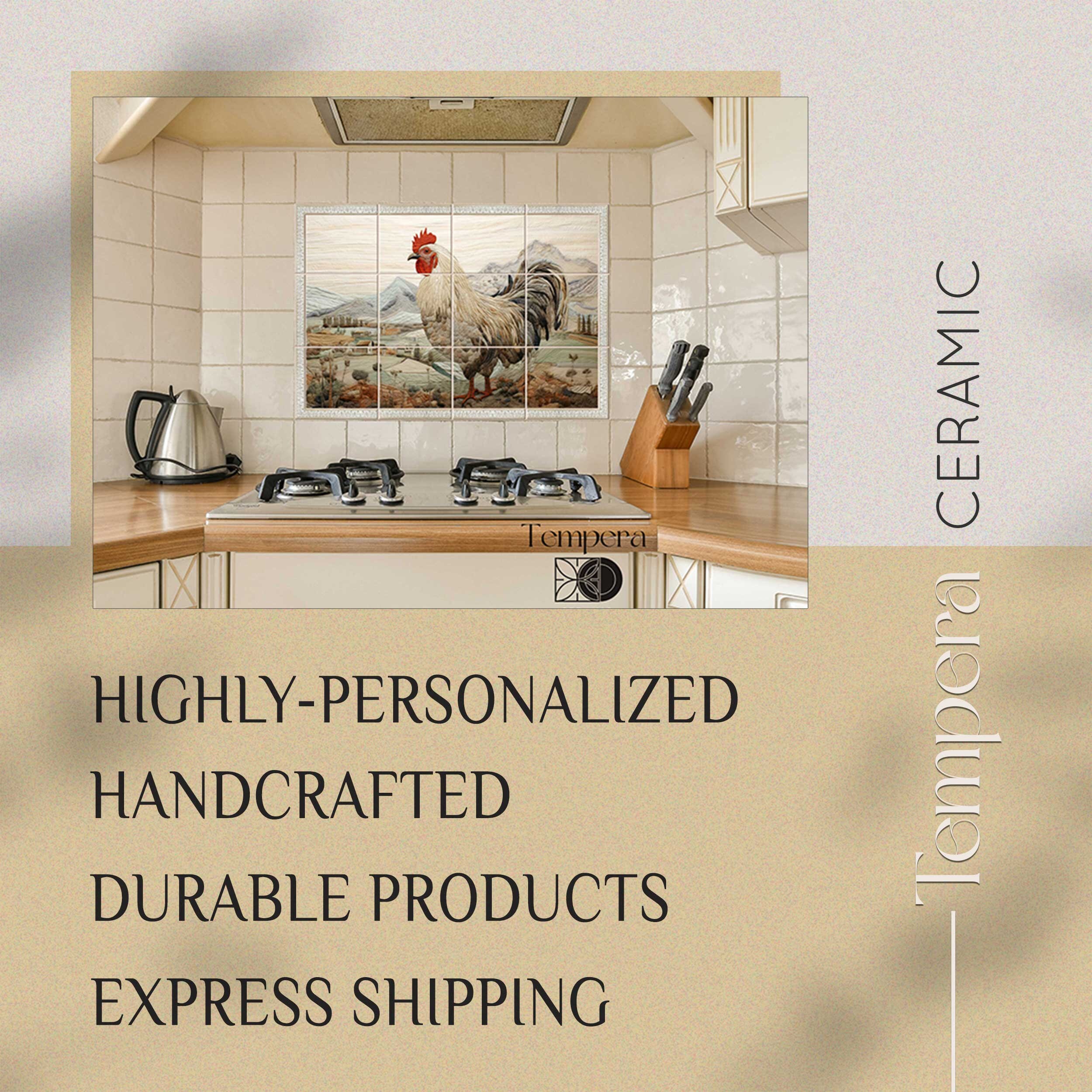 Backsplash Farm Rooster Tiles, Farmhouse Tile Decor, Rustic Ceramic ...