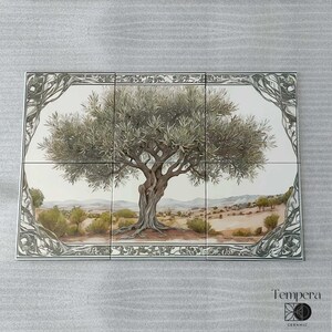 Olive Tree Kitchen Backsplash Tile Mural With Marble Frame - Etsy