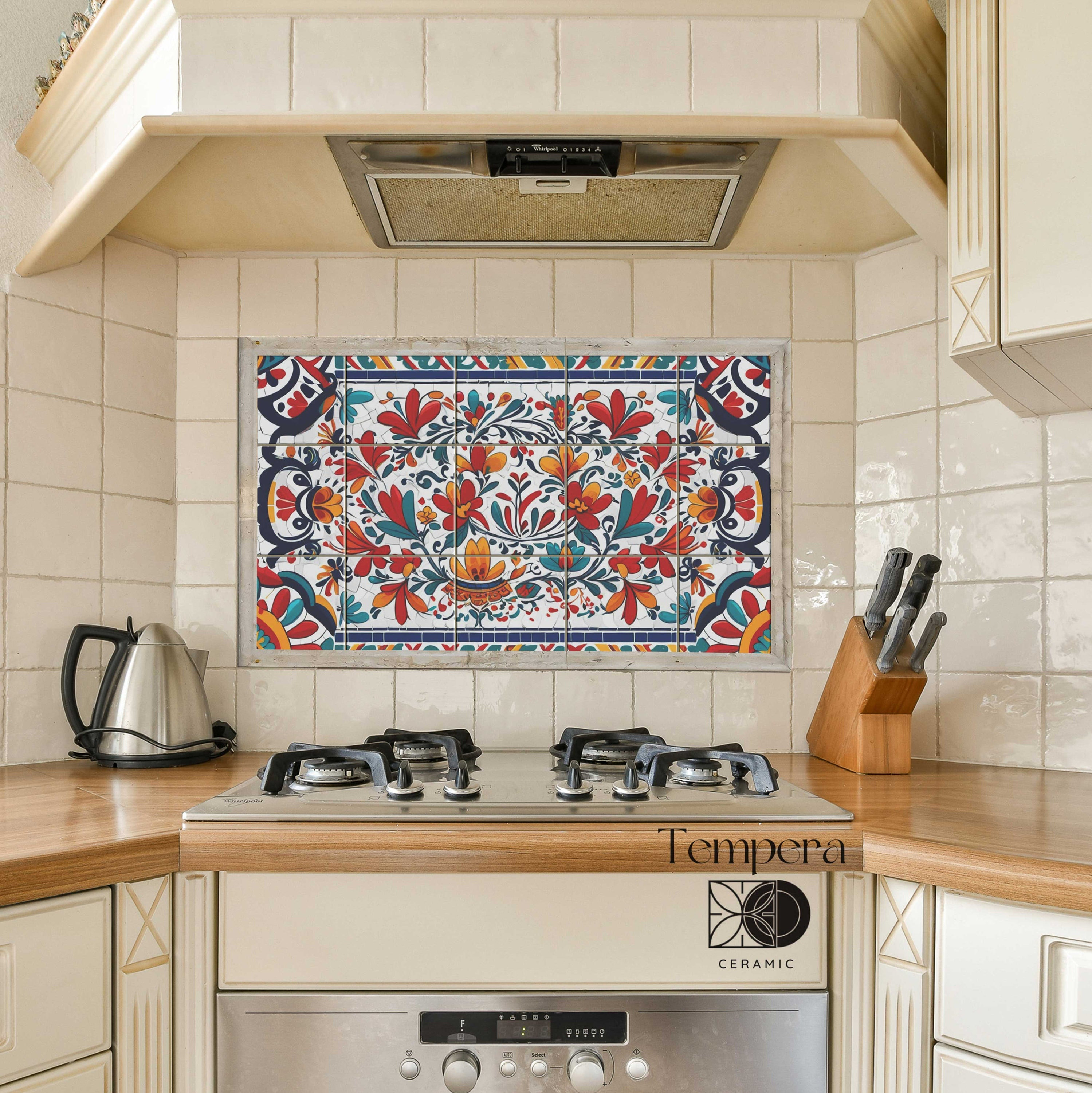 Backsplash With a Mexican Pattern, Tile Backsplash Mural, Mexican ...
