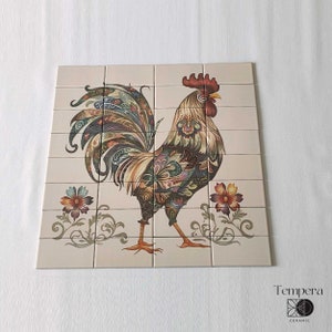 Rooster Tile Mural: Farmhouse Kitchen Backsplash With Border - Etsy