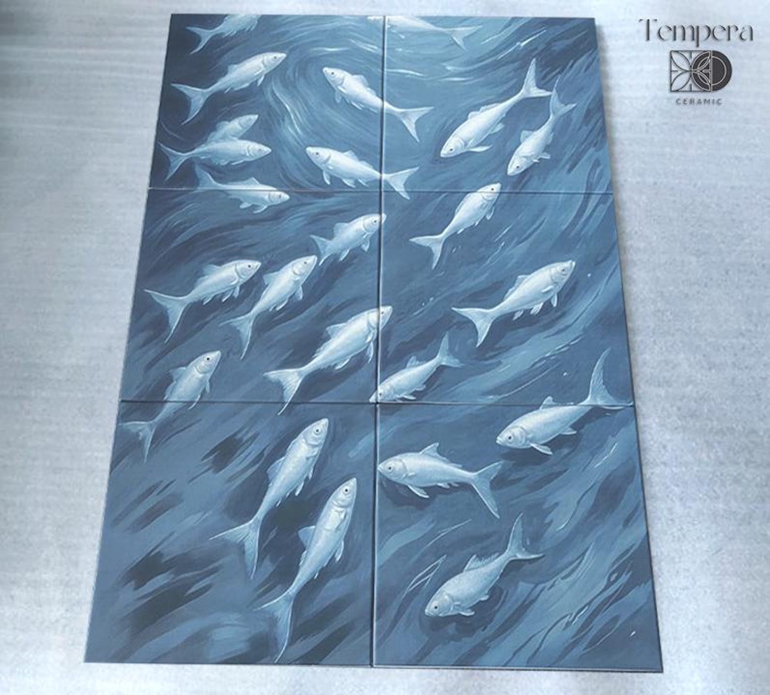 School of Fish Tiles Mural, Fish Bathroom Tile Decor, Fish Tiles for ...