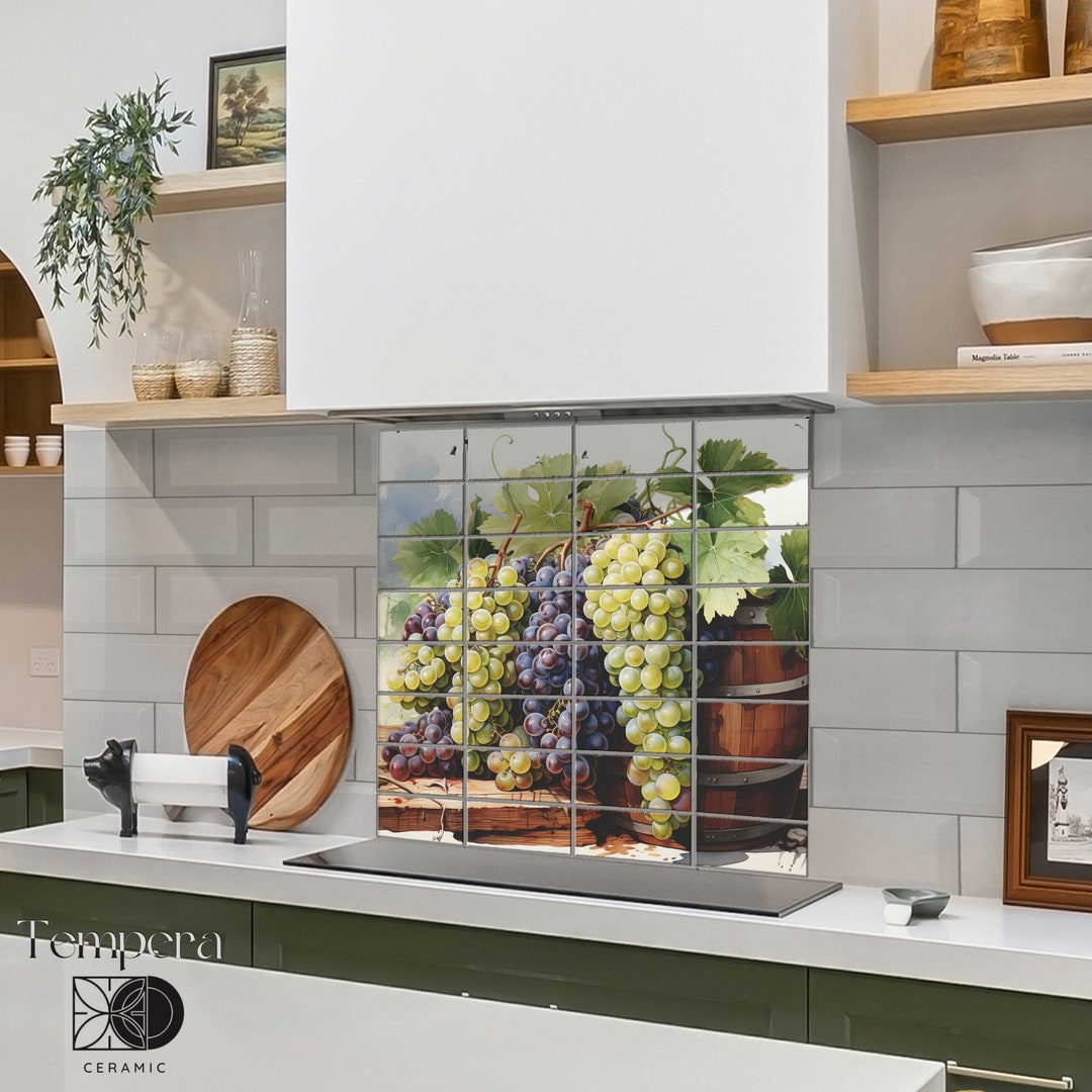 Grapes and Vines Kitchen Backsplash Tiles Mural - Etsy