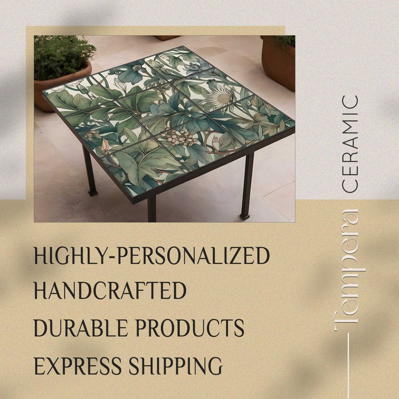 Tabletop Vintage Botanical Tiles, Self-adhesive Ceramic Tiles - Real ...