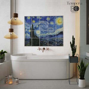 Starry Night Tiles Mural, Van Gogh Bathroom Art Tiles - Etsy