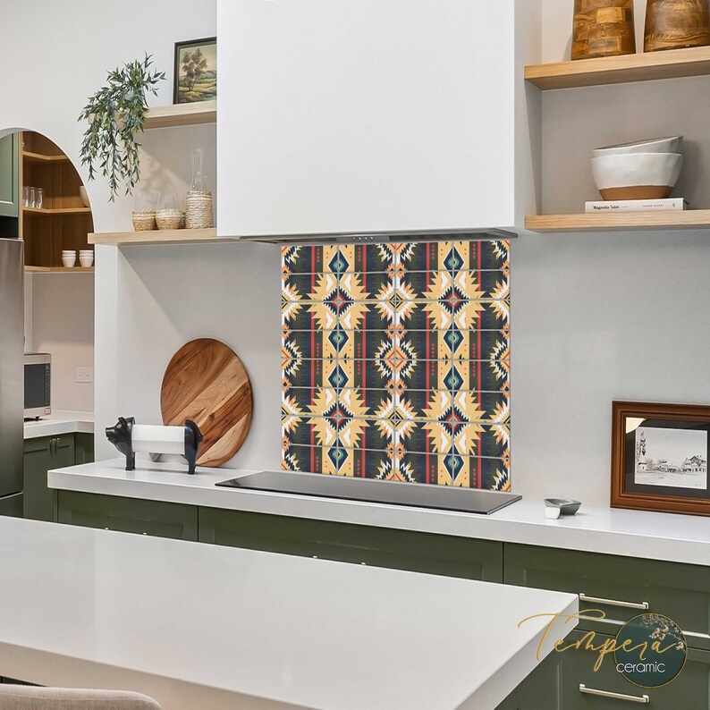 Backsplash With a Mexican Pattern, Tile Backsplash Mural, Mexican ...