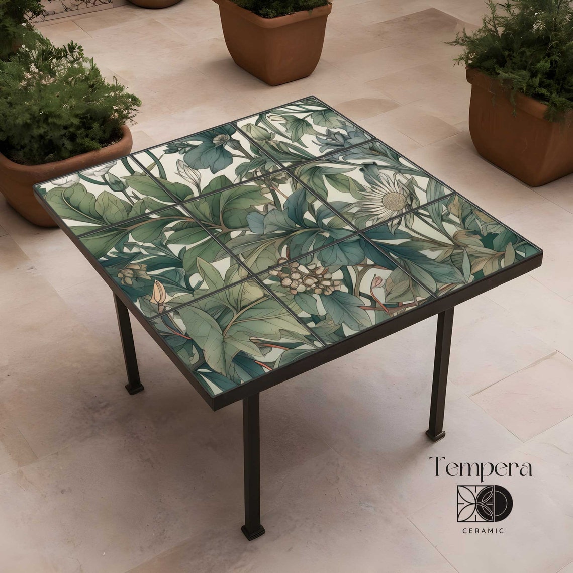 Tabletop Vintage Botanical Tiles, Self-adhesive Ceramic Tiles - Real ...