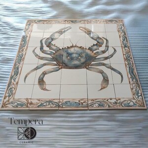 Crab Tile Mural in Marine Style, Crab Backsplash Tiles - Etsy