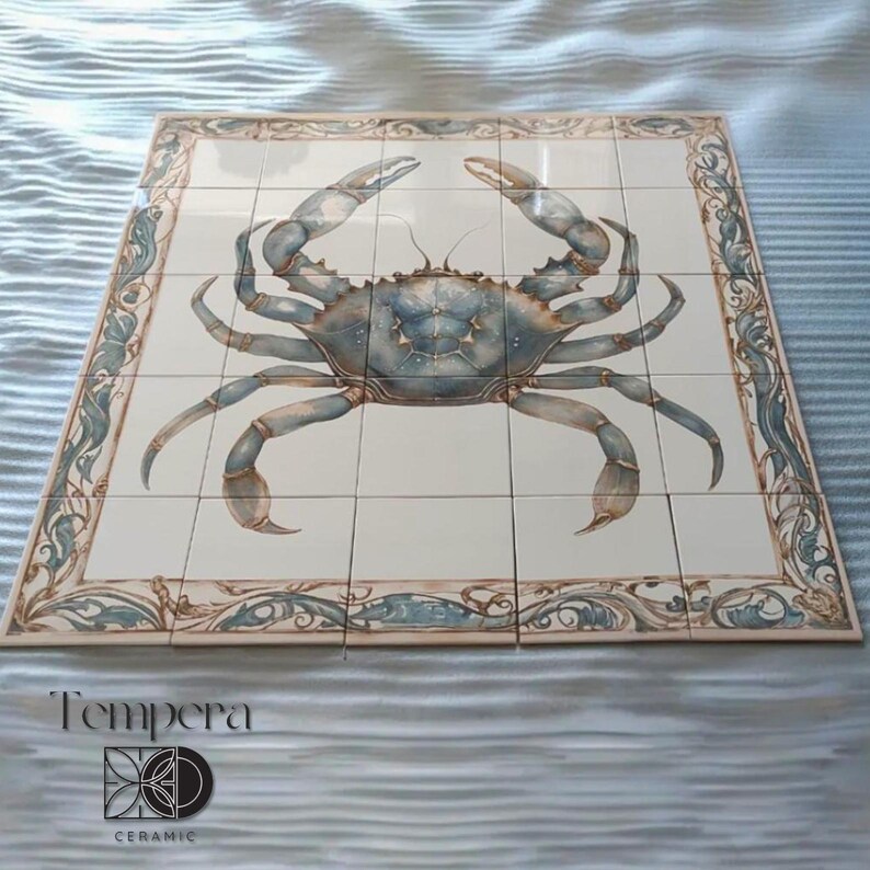 Crab Tile Mural in Marine Style, Crab Backsplash Tiles - Etsy
