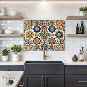 Floral Mexican Style Tile Backsplash: Kitchen Accent Decor - Etsy