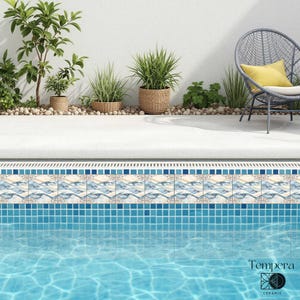 Waterline Pool Tiles With Whale Pattern, Nautical Swimming Pool Tiles ...