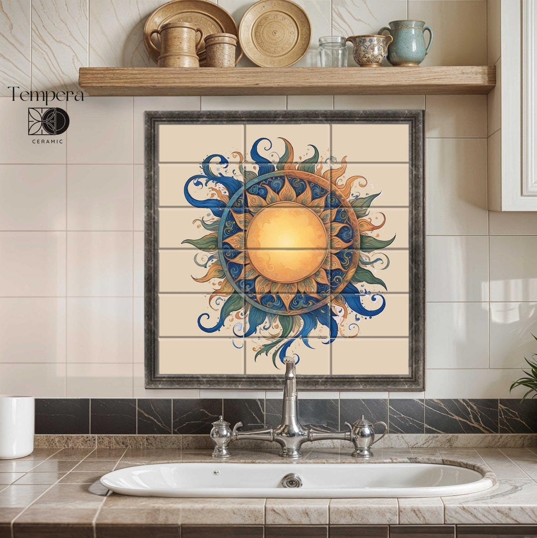 Sun Backsplash Tiles Mural, Kitchen Tiles Backsplash for Farmhouse - Etsy