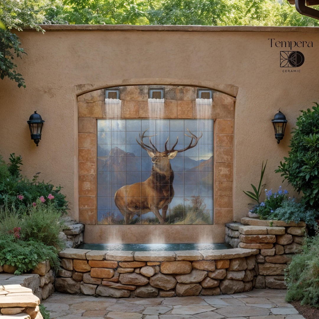 Deer Tiles Mural the Monarch of Glen, Majestic Deer Tiles Decor, Tiles ...