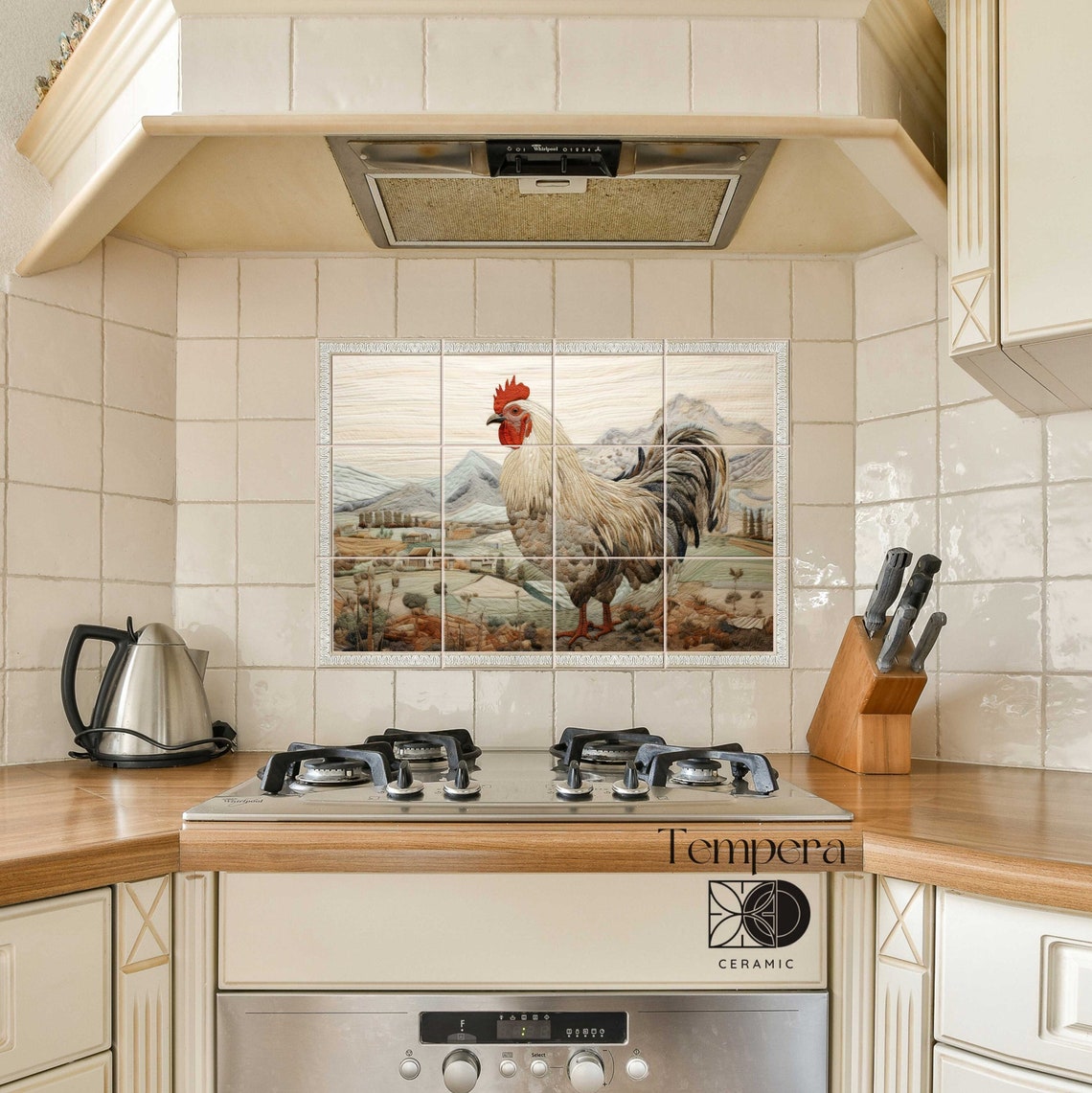 Backsplash Farm Rooster Tiles, Farmhouse Tile Decor, Rustic Ceramic ...