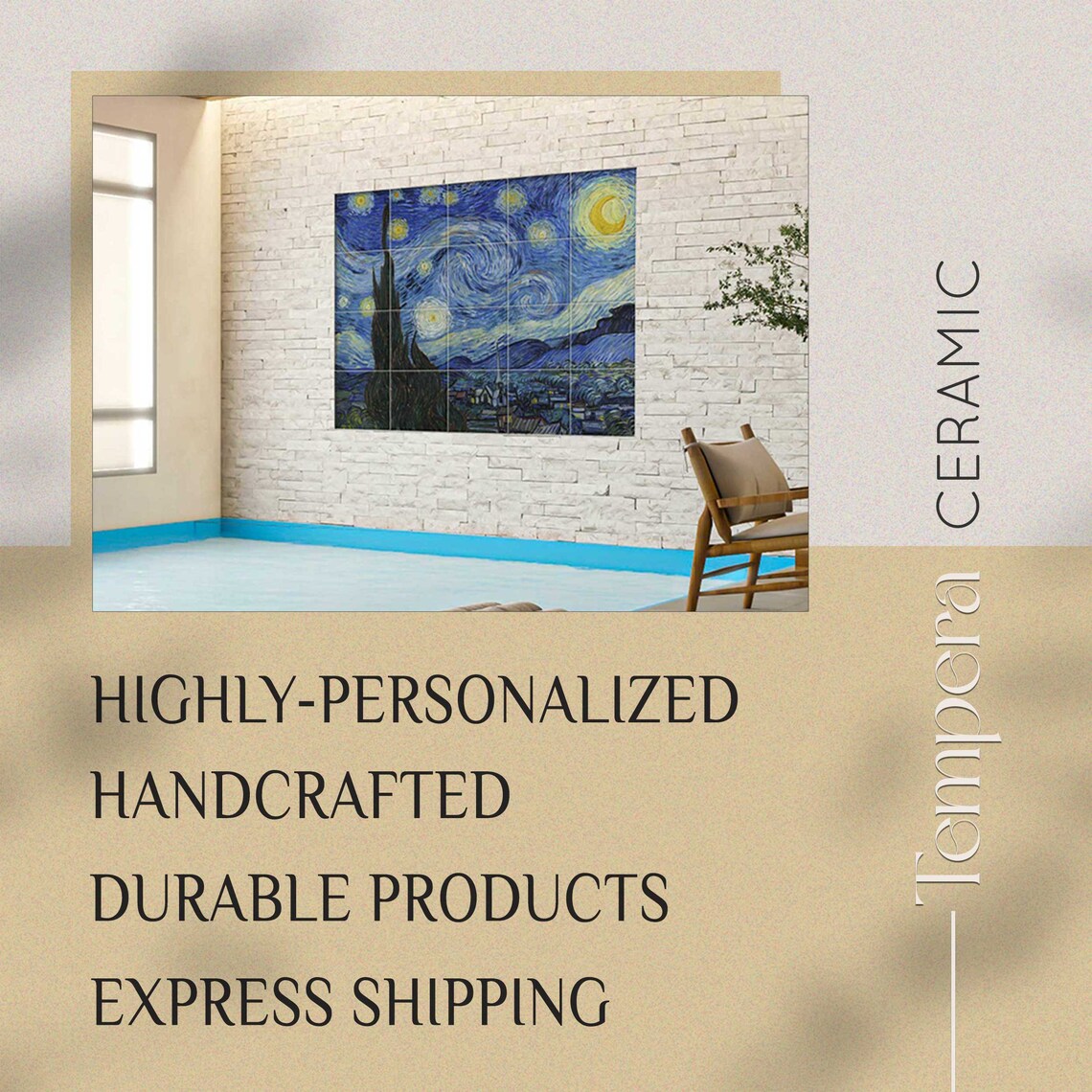 Starry Night Tiles Mural, Van Gogh Bathroom Art Tiles - Etsy