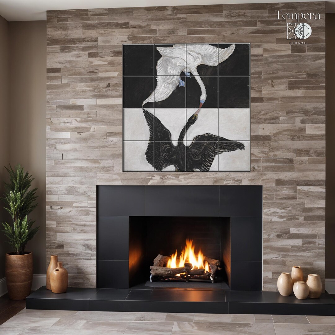 Swan Tiles Mural by Hilma Af Klint, Swan Bathroom Tile - Etsy