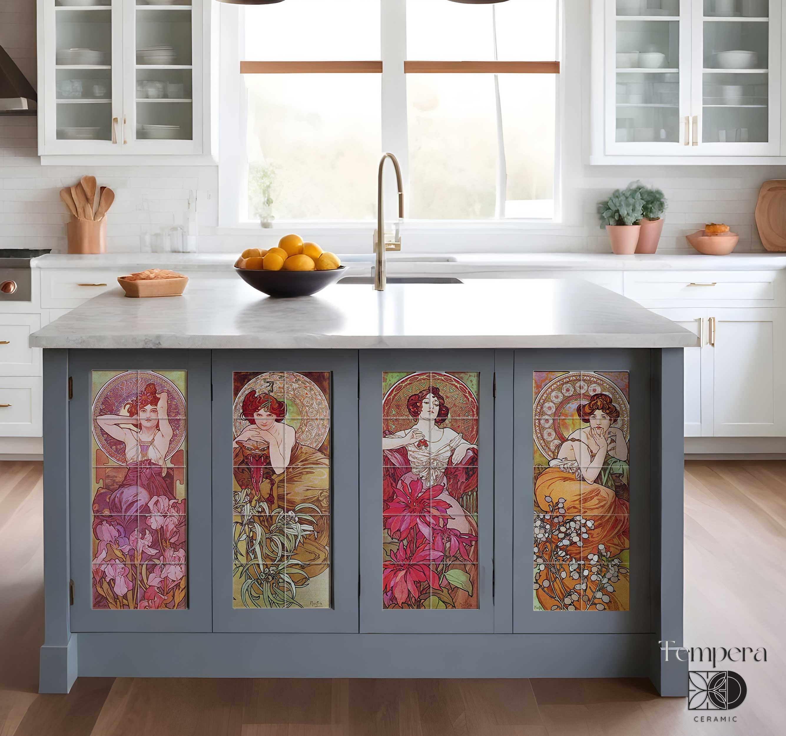 Alphonse Mucha Gemstones Tiles Mural, Mucha Border Tiles - Etsy