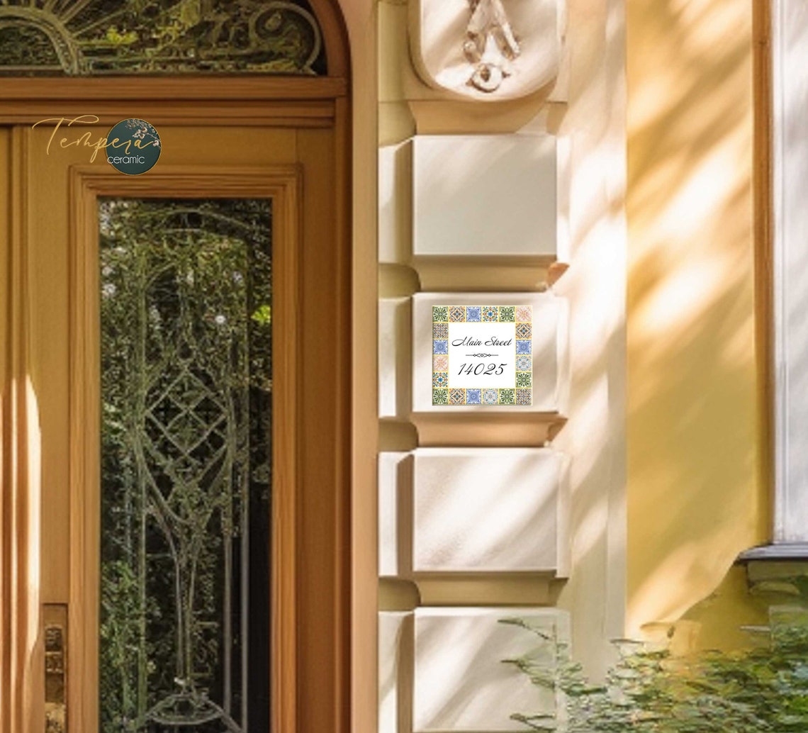 Iberian Style House Address Plaque, Tiled Style Plaque, Custom Ceramic ...