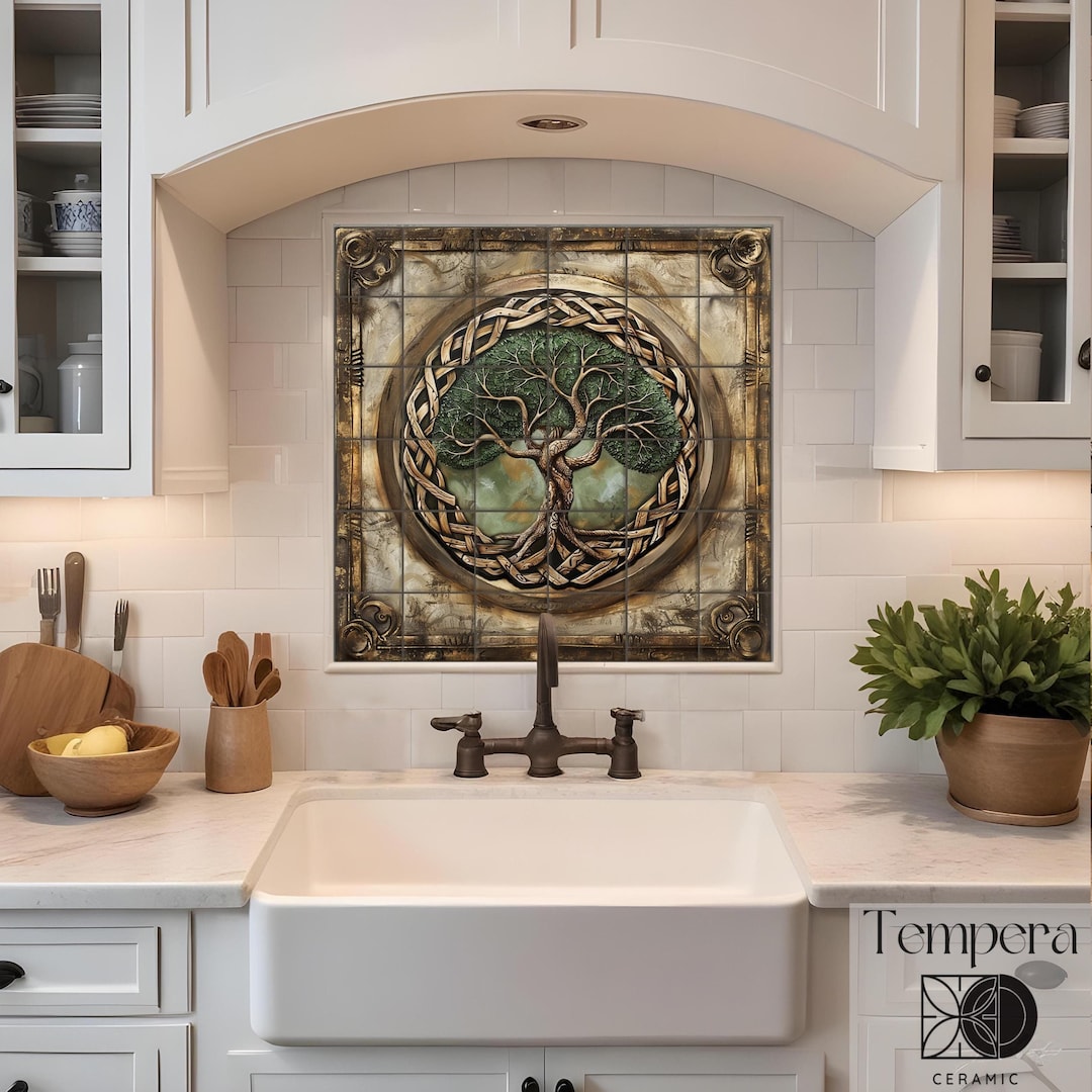 Celtic Tree of Life Tile Backsplash: Kitchen Accent Tiles - Etsy