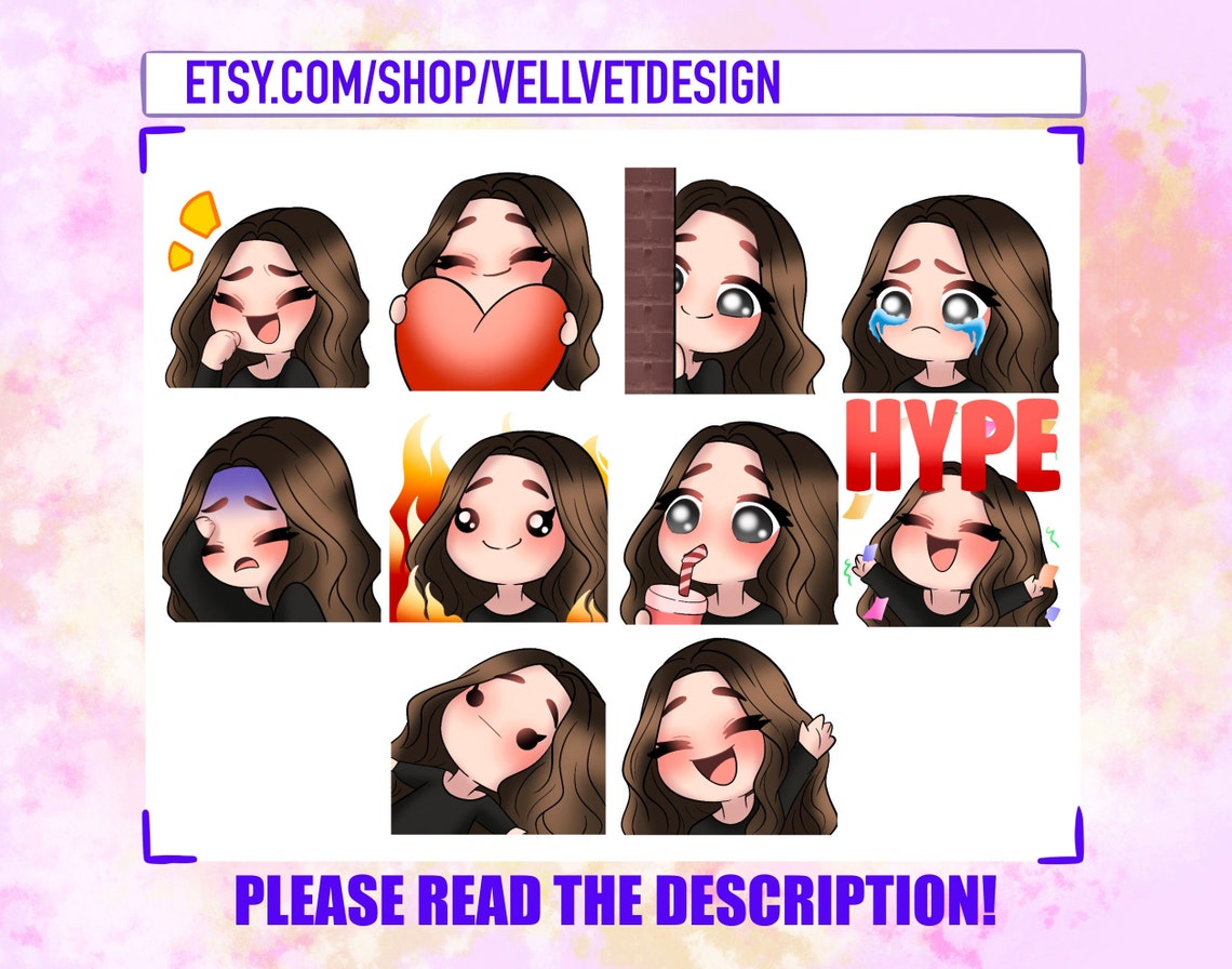 Brown Hair Girl Twitch Emotes Twitch Emotes Chibi Girl - Etsy
