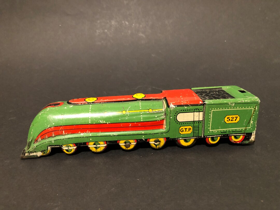 Classic Tin Train With Rubber Wheels Underneath made in England Make ...