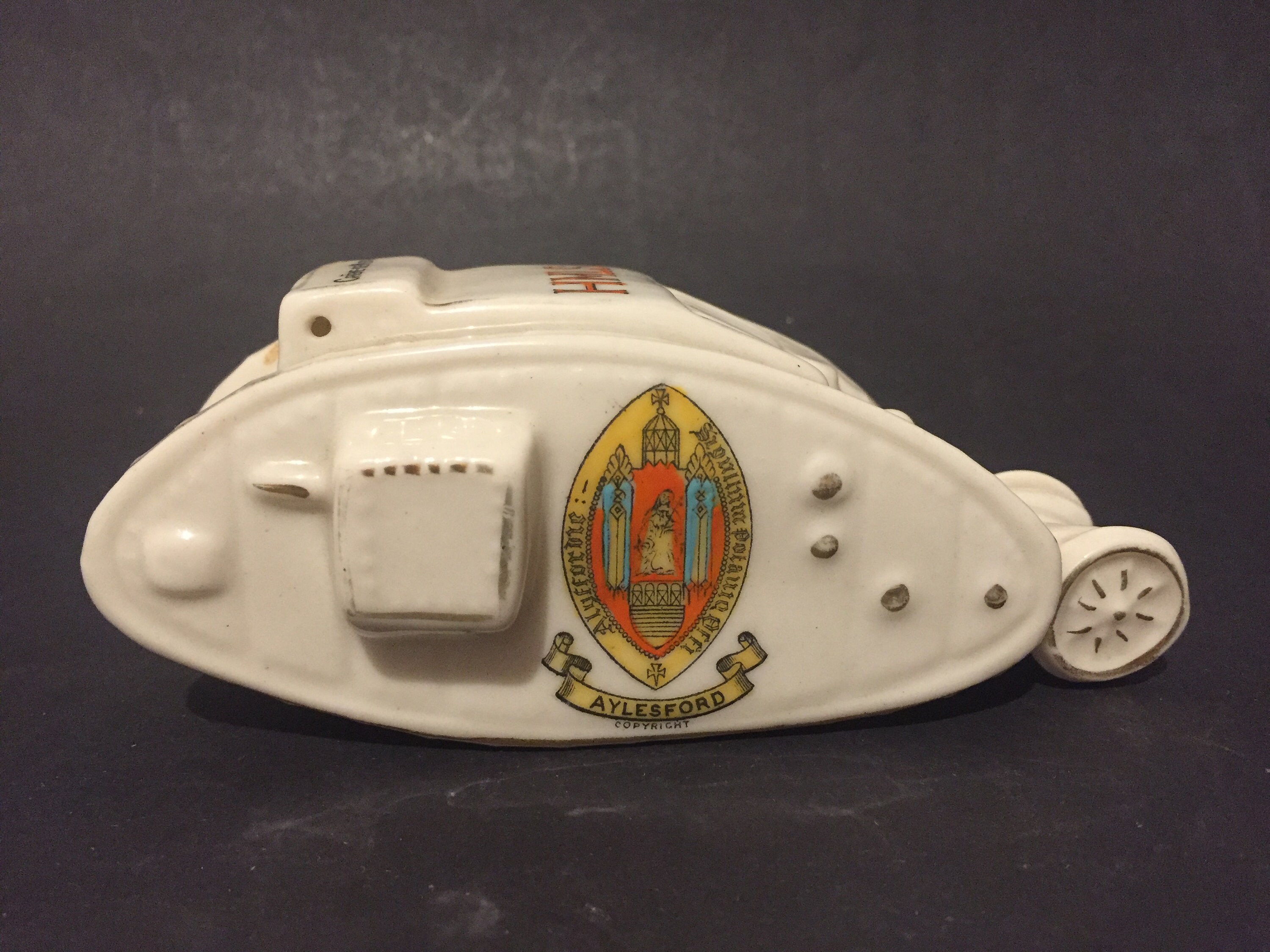 Carlton China Crested Ware Porcelain WW1 Tank With creme de menthe ...