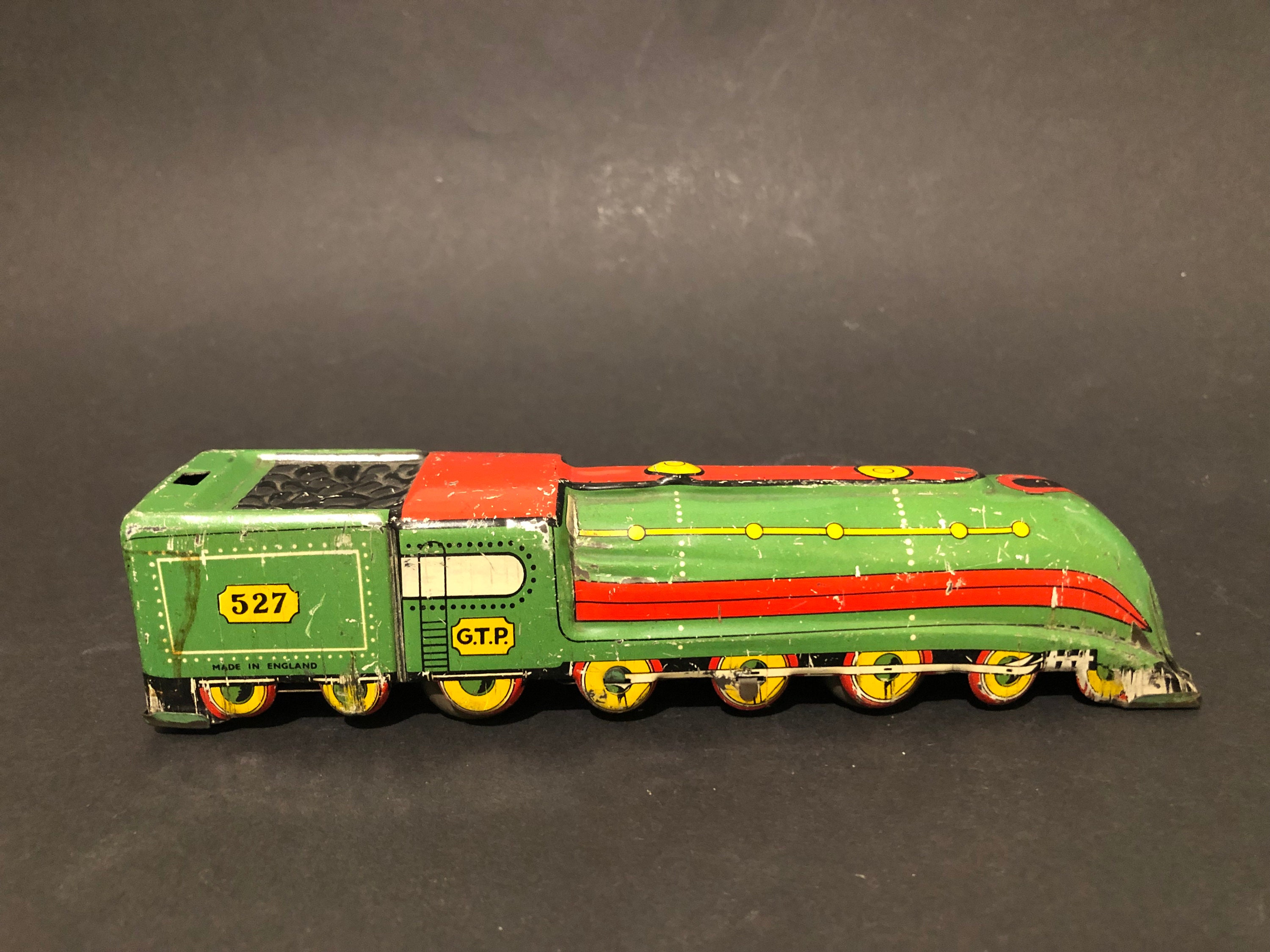 Classic Tin Train With Rubber Wheels Underneath made in England Make ...