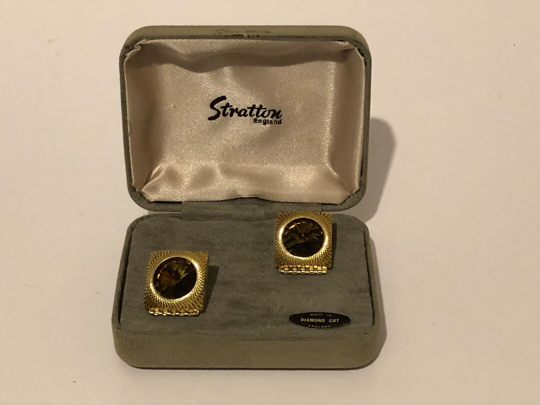 Stratton-england Faceted Amber Coloured Centre and Gold Plated Diamond ...