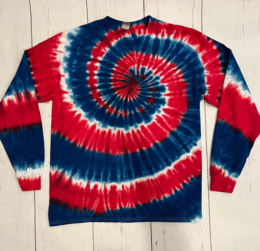 Long Sleeve 4th of July, Red, White, and Blue Tie Dye Shirt, Adult - Etsy