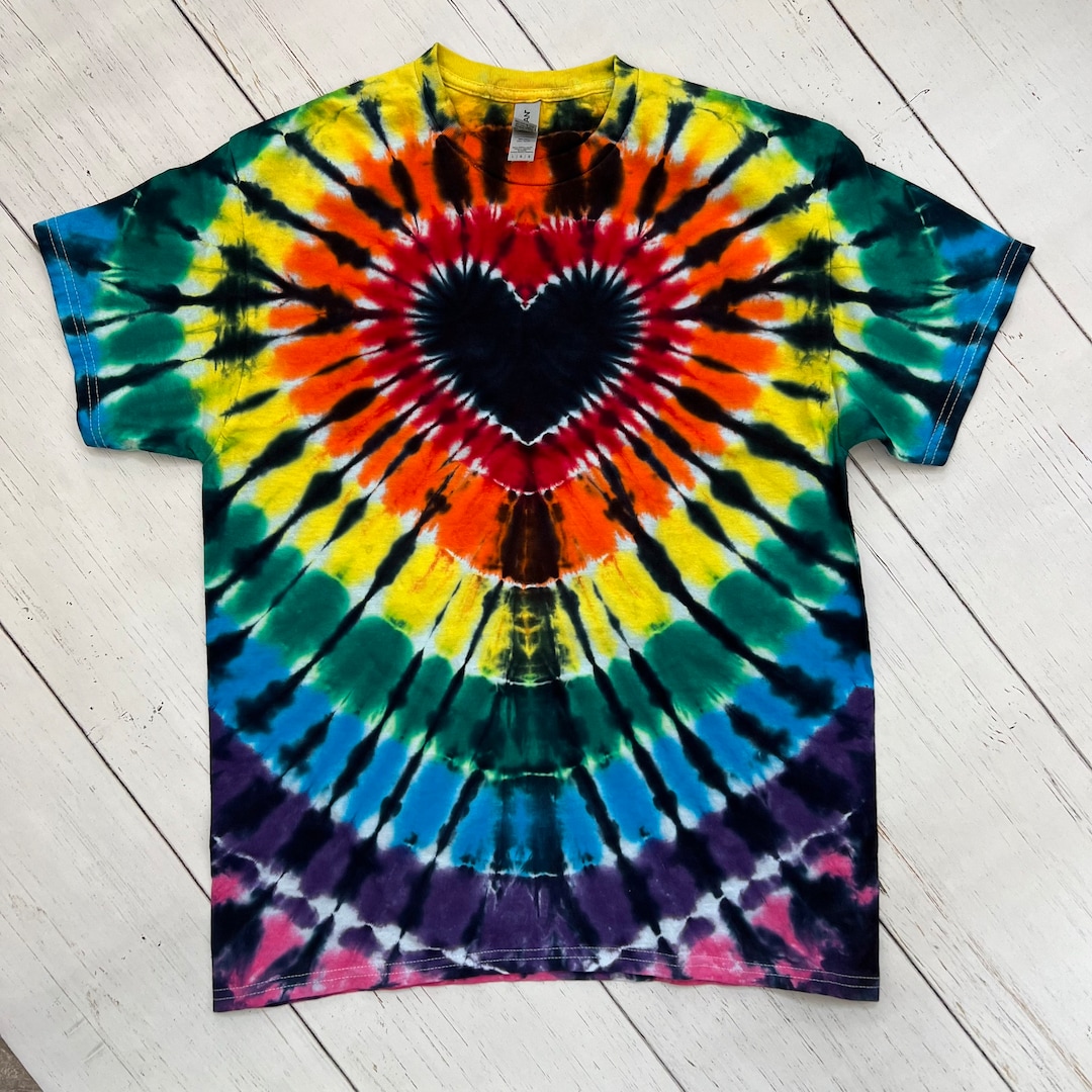 Vibrant Rainbow Heart Tie Dye Shirt, Adult Tie Dye, Kids Tie Dye ...