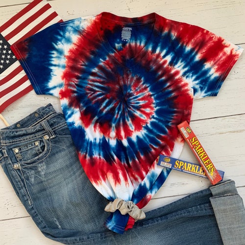 Red White and Blue Tie Dye Patriotic Tie Dye Shirt Adult - Etsy