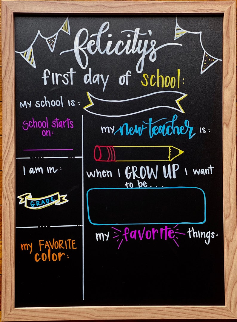 Custom Hand Lettered Back to School Sign | First Day of School | Blank ...