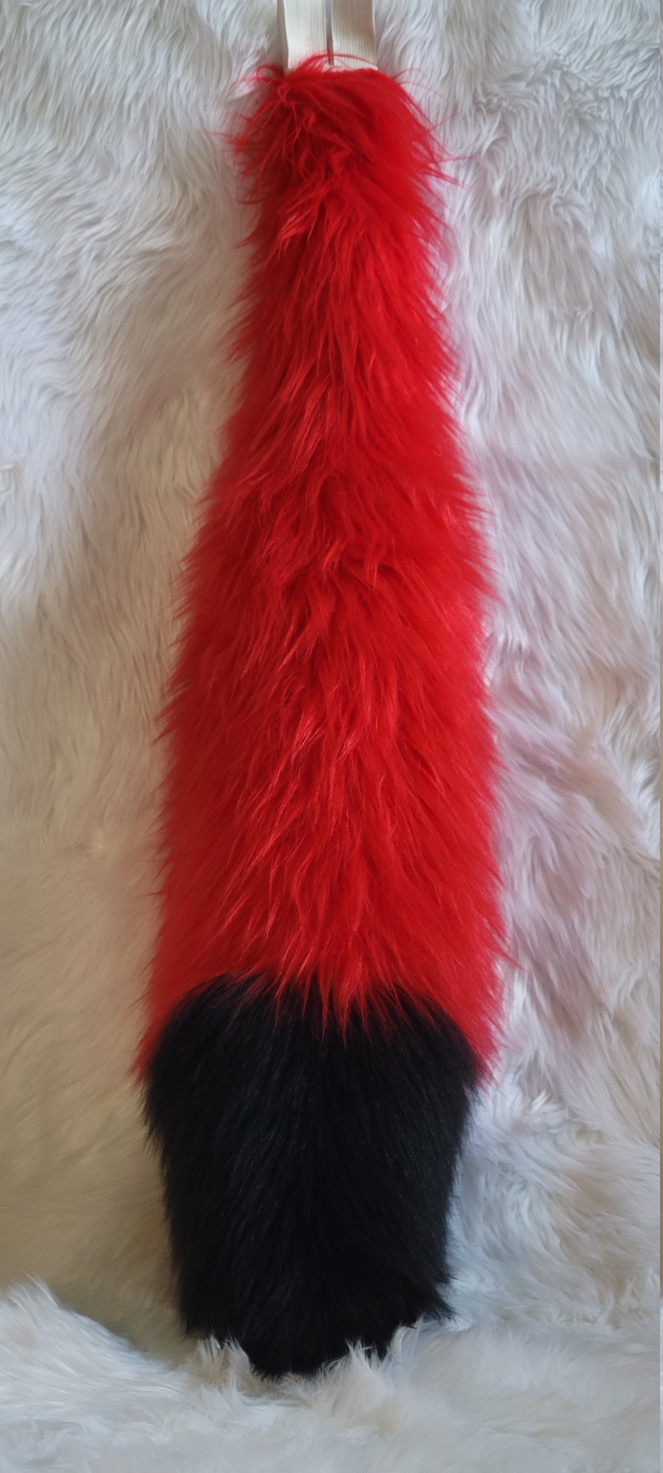 Red/black Furry Fox Belt Loop Tail, Fox Tail , Fursuit Tail Fox - Etsy