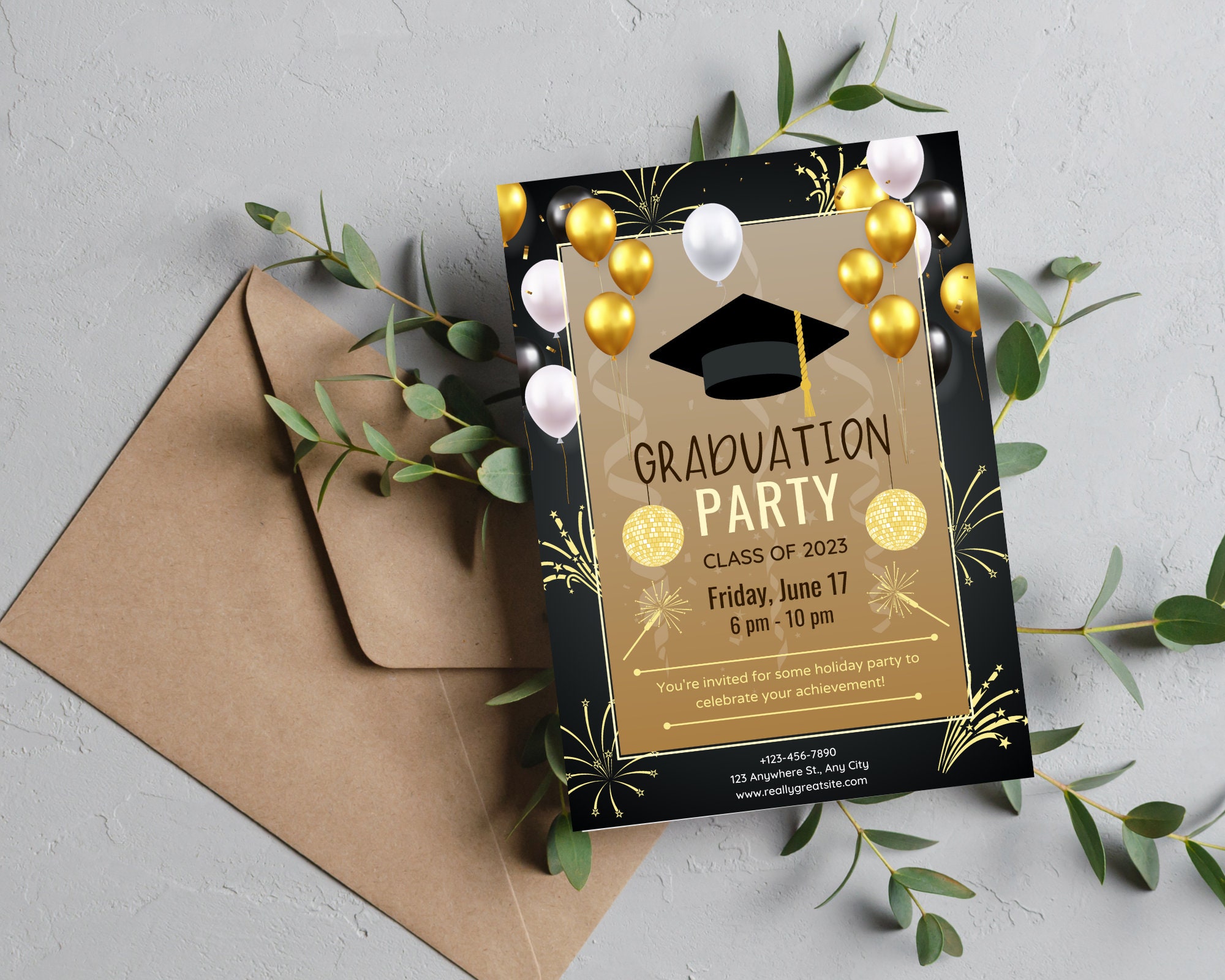 Graduation Party Invitation, Graduation Invitation Template, High ...