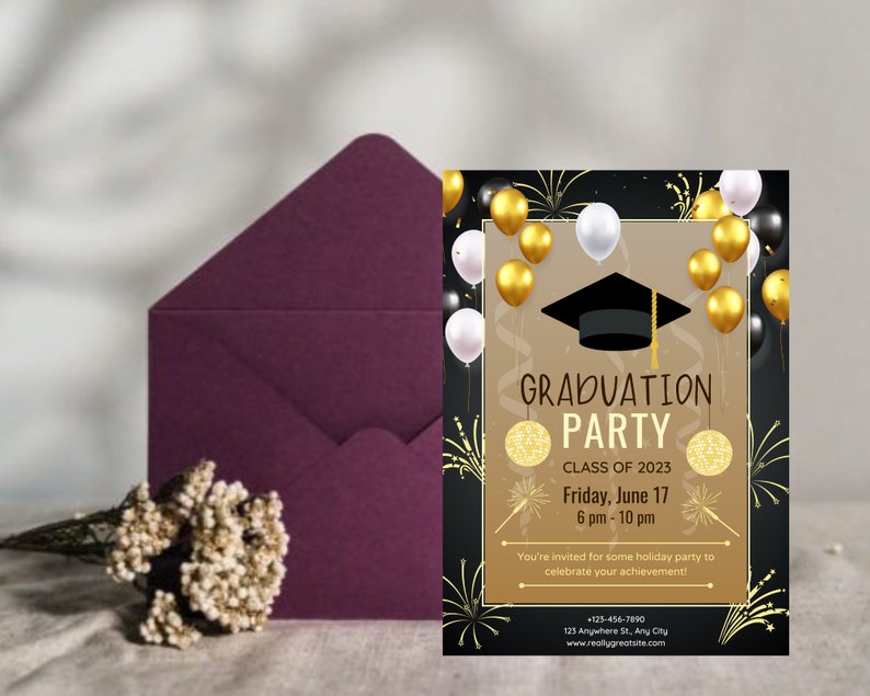 Graduation Party Invitation, Graduation Invitation Template, High ...
